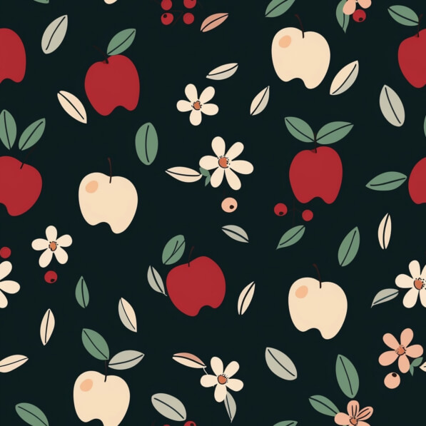 Download Seamless Pattern of Apples, Flowers, and Leaves Patterns ...