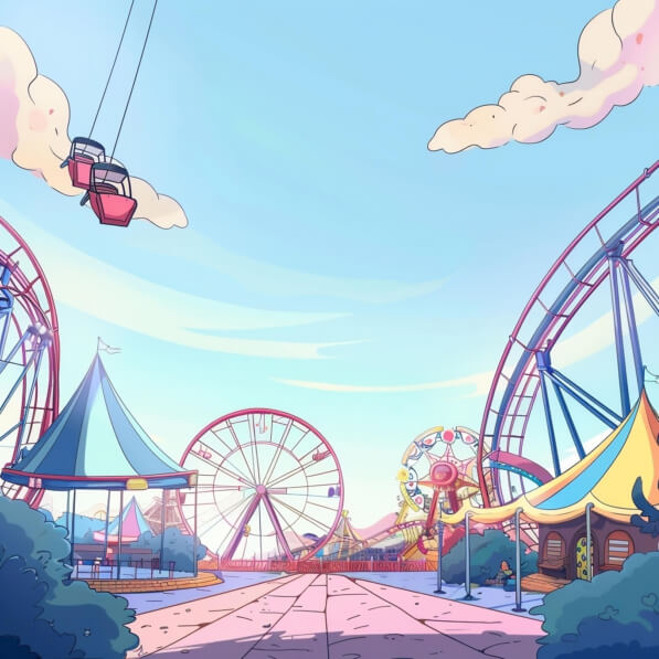 Download Outdoor Theme Park with Roller Coasters and Ferris Wheel ...