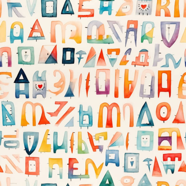 Download Colorful Hand-Drawn Pattern of Letters and Numbers Patterns ...