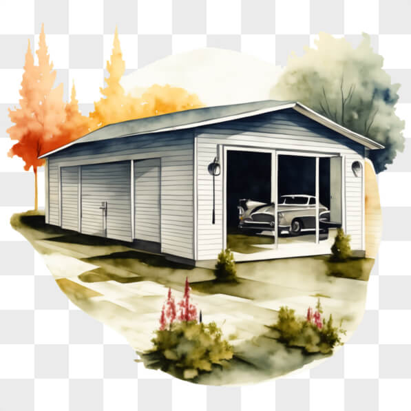 Download White Garage with Parked Cars PNGs Online - Creative Fabrica