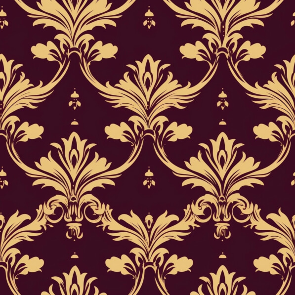 Download Ornate Gold Damask Pattern on Maroon Background Patterns ...