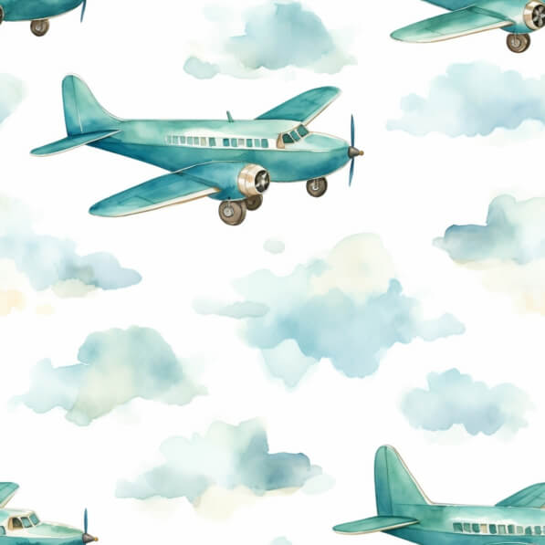 Download Blue Airplanes Flying Through Clouds Seamless Pattern Patterns ...