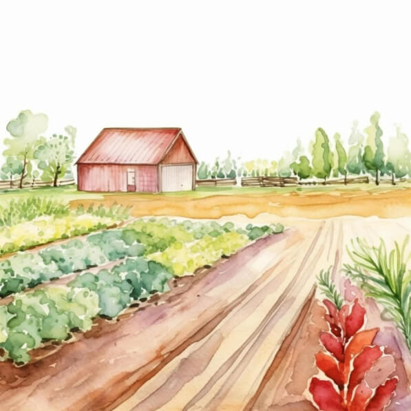 Download Watercolor Painting of an Organic Vegetable Farm Backgrounds ...