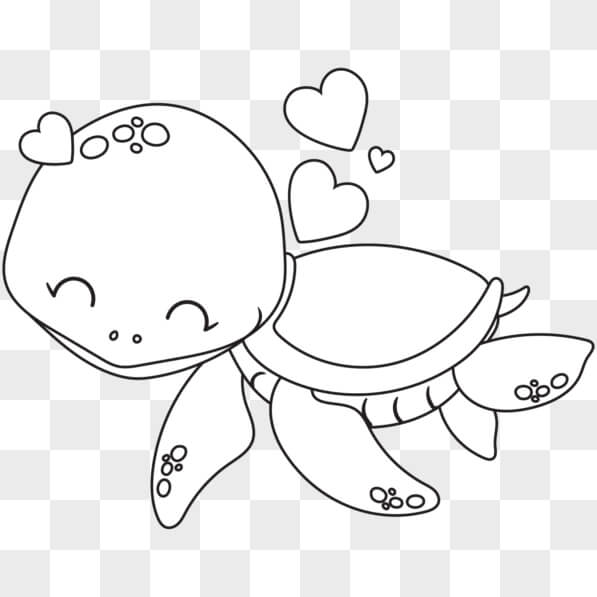 Descarga Página para colorear de tortuga con corazones PNGs En Línea ...