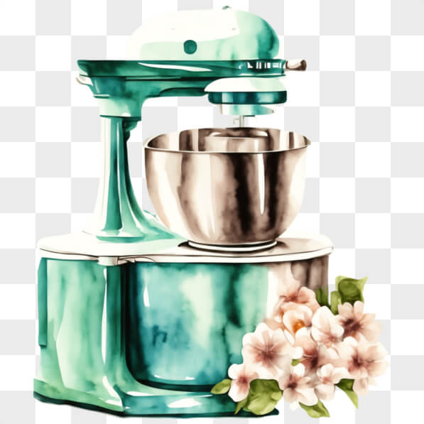 Download Turquoise Kitchen Mixer with Flowers PNGs Online - Creative ...