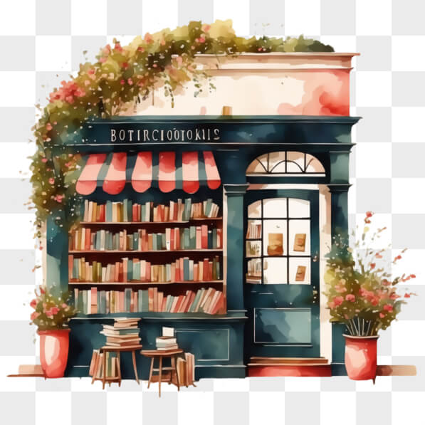 Download Watercolor Illustration of an Old Bookstore with Books and ...