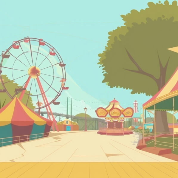 Download Amusement Park with Ferris Wheel and Carnival Rides ...