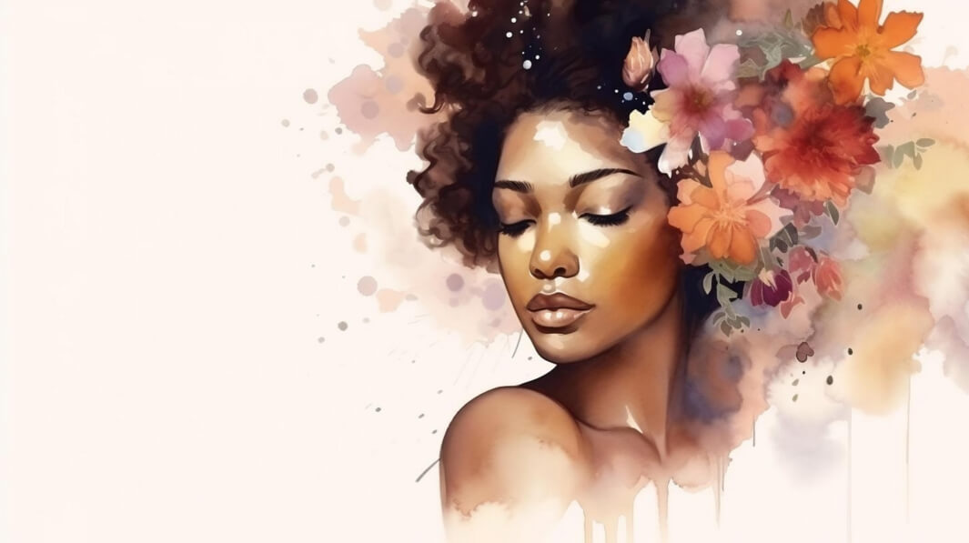 Download Watercolor Painting of a Beautiful Woman with Flowers ...