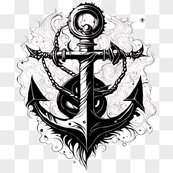 Download Black and White Nautical Anchor Illustration PNGs Online ...