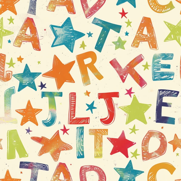 Download Colorful Letters and Stars Seamless Pattern Patterns Online ...