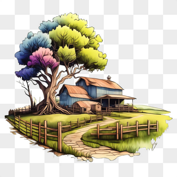 Download Colorful Farm Scene Illustration PNGs Online - Creative Fabrica