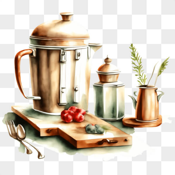 Download Watercolor Kitchen Illustration PNGs Online - Creative Fabrica