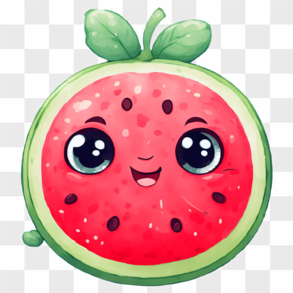 Download Kawaii Watermelon with Cute Face and Green Leaves Kawaii ...