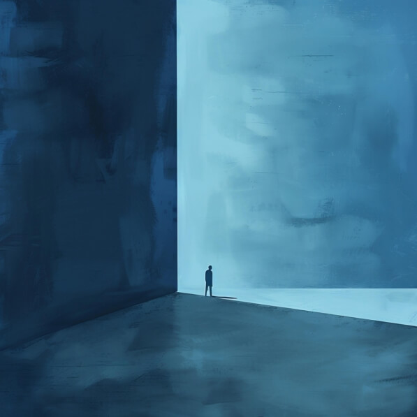 Download Person in Empty Blue Room Backgrounds Online - Creative Fabrica