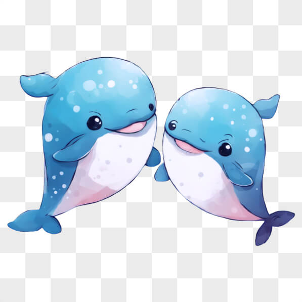 Download Kawaii Image of Two Blue Whales Hugging in Black and White ...
