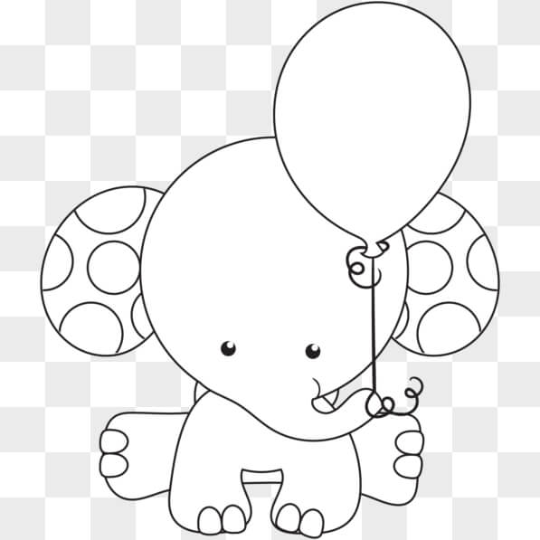 Download Baby Elephant with Balloon Coloring Page PNGs Online ...