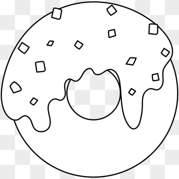 Download Coloring Page of a Donut with Frosting and Sprinkles PNGs ...
