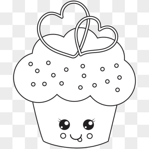 Download Cupcake with Hearts Coloring Pages and Valentine's Day ...