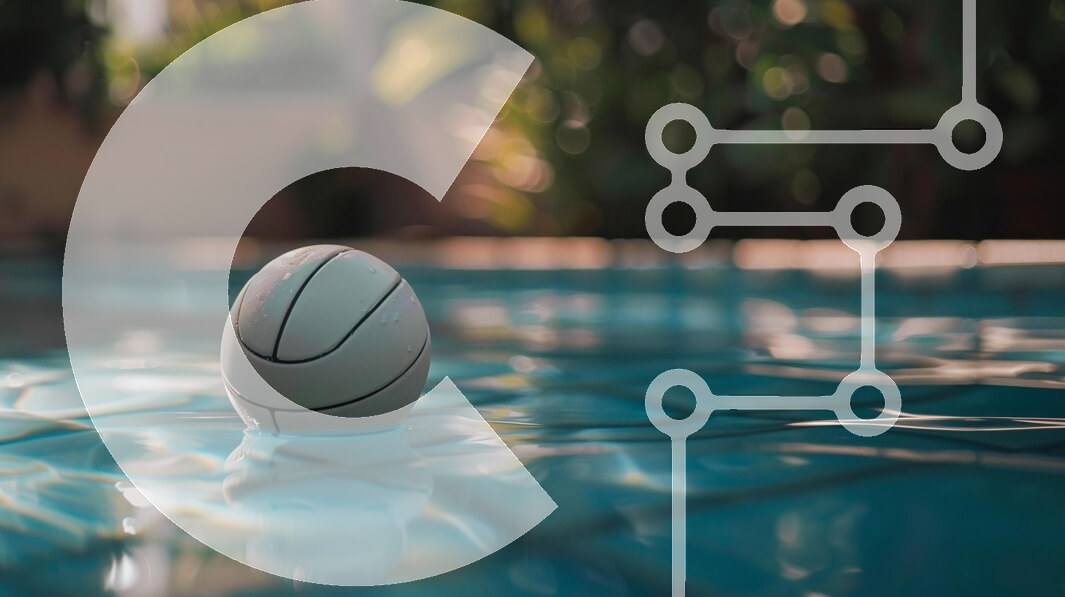 Serene Image: Basketball Ball Floating in Pool with Greenery stock ...