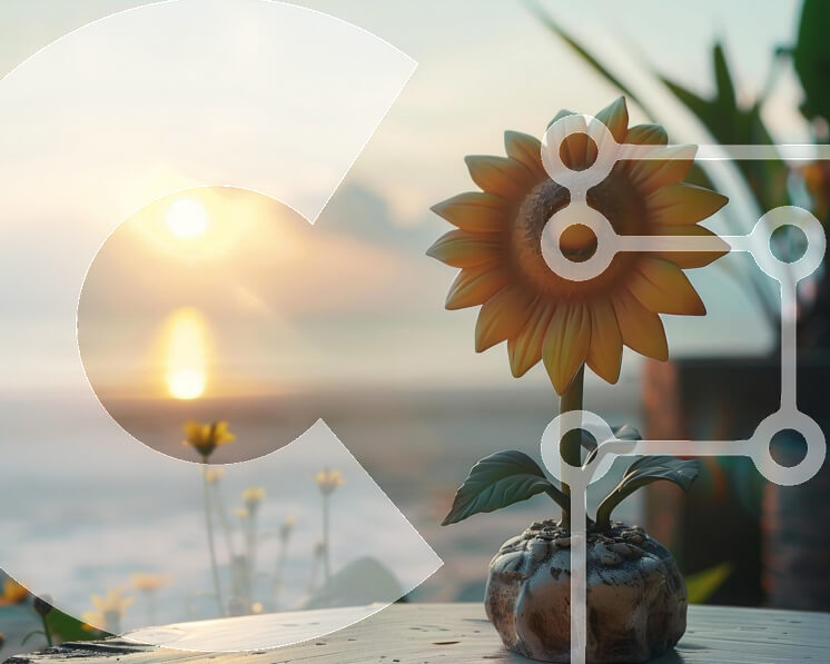 Sunflower on Outdoor Table at Sunset with Surrounding Flowers stock ...