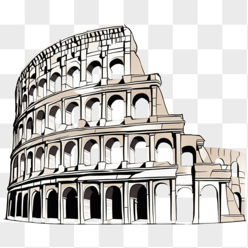 Download Cartoon Illustration of the Colosseum in Rome, Italy PNGs ...
