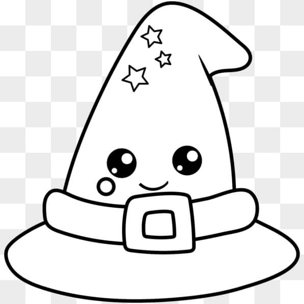 Download Cute Witch Hat Coloring Page with Stars PNGs Online - Creative ...
