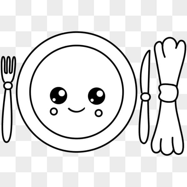 Baixe Imagem Educacional De Utensílios Em Um Prato Com Rosto Sorridente