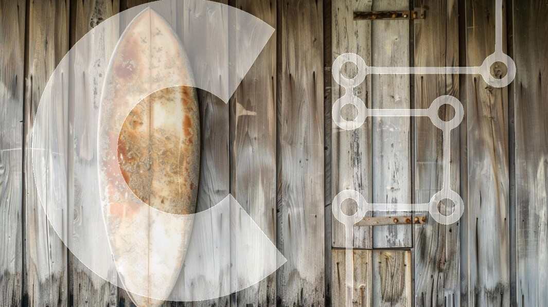 Rusty Surfboard on Wooden Wall stock photo | Creative Fabrica