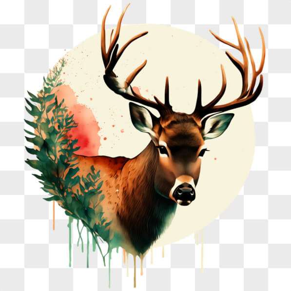 Scarica Cervo con corna in habitat naturale e luna piena PNGs Online ...