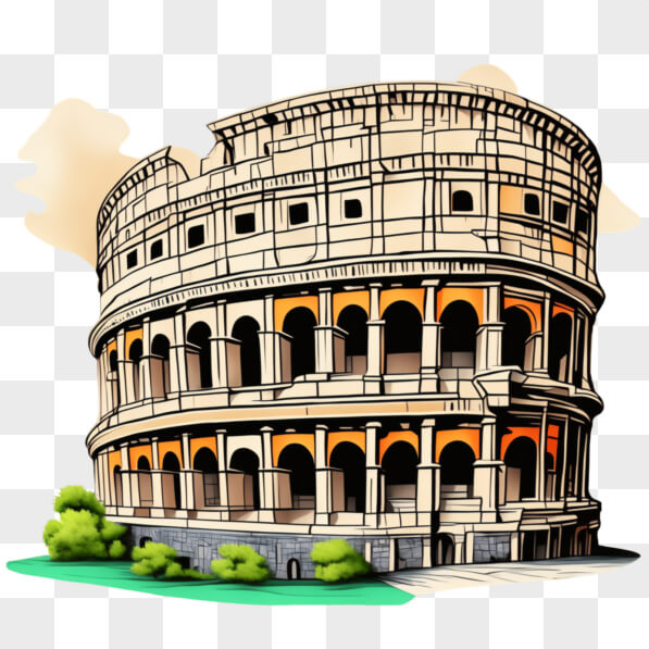 Download Cartoon Illustration of the Colosseum in Rome, Italy PNGs ...