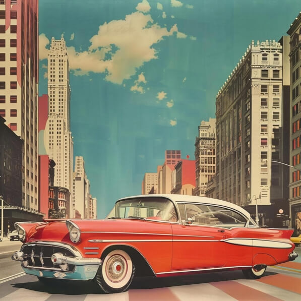 Scarica Auto rossa d'epoca in una strada cittadina Sfondi Online ...