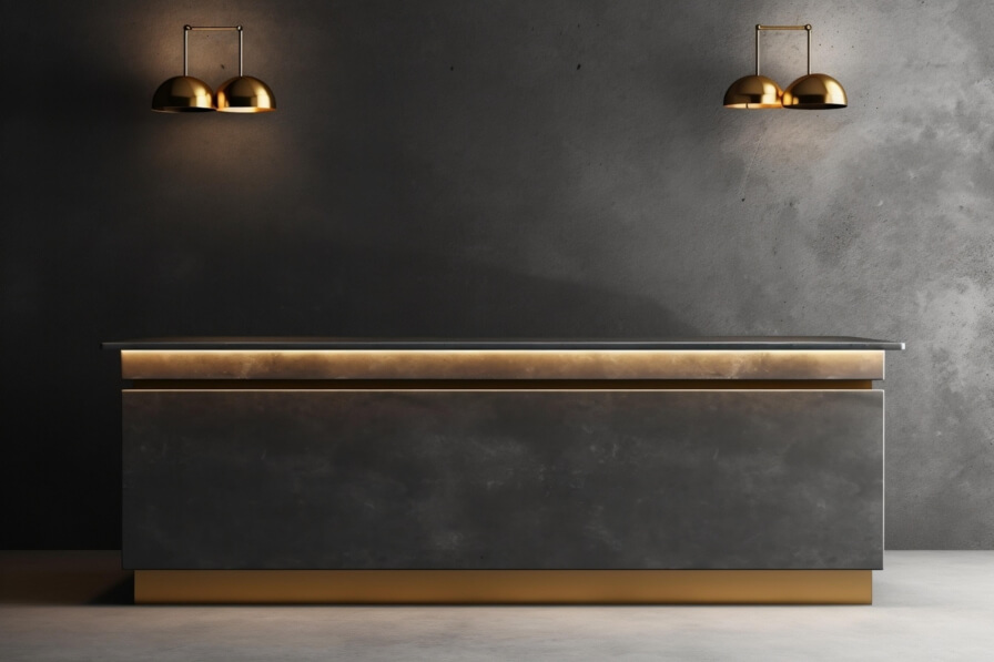 Download Modern Reception Desk with Gold Lamps Mockups Online ...