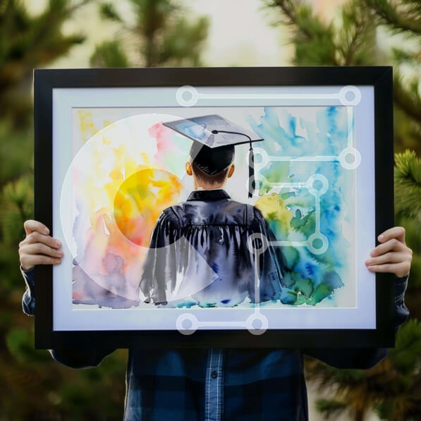 Artistic Watercolor Painting of Young Graduate stock photo | Creative ...