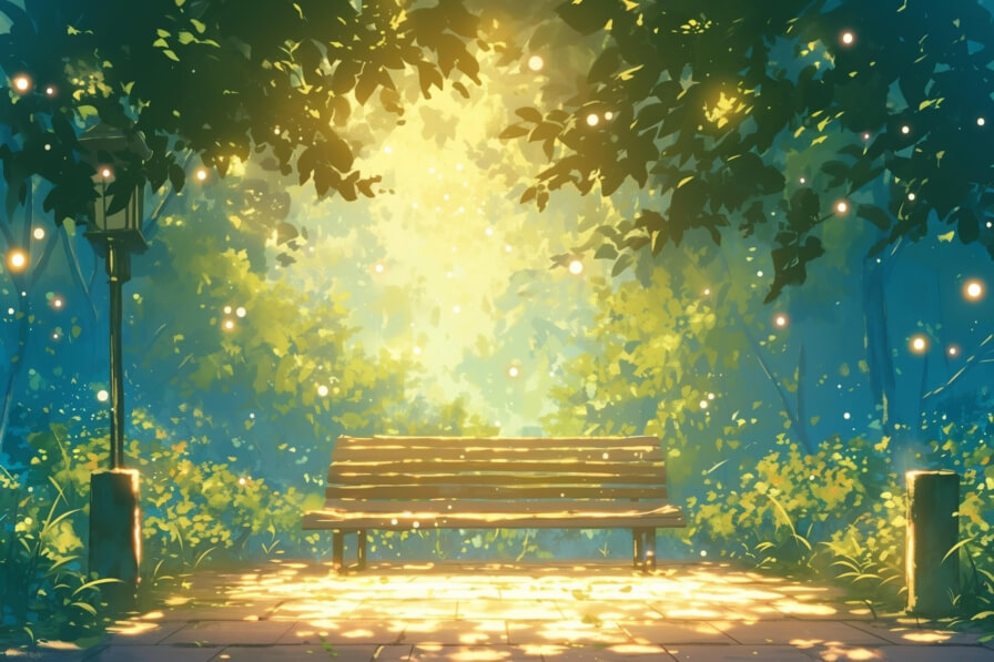 Download Wooden Bench in Enchanted Forest Path Backgrounds Online ...