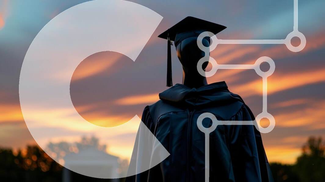 Graduation Cap and Gown Silhouetted Against Sunset stock photo ...