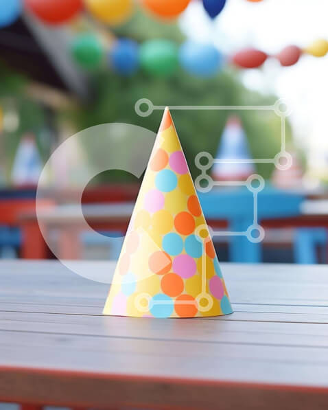 Download Colorful Party Hat on Outdoor Table Stockphotos Online ...