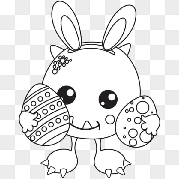 Download Easter Bunny Coloring Page with Cute Monster and Eggs PNGs ...