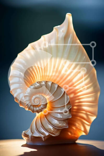 Large Spiral Shell on Table with Natural Textures stock photo ...