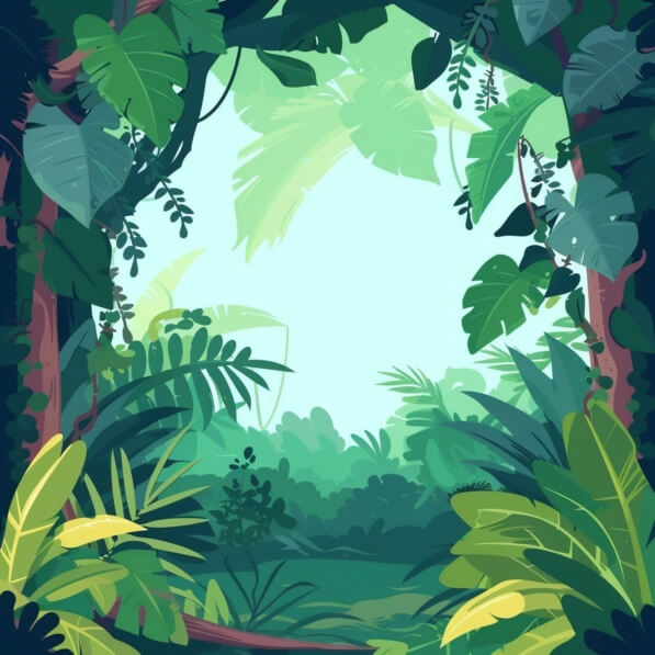 Download Cartoon Jungle Scene with Trees and Flowers Backgrounds Online ...