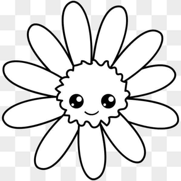 Download Cute Flower Coloring Page with Smiley Face PNGs Online ...