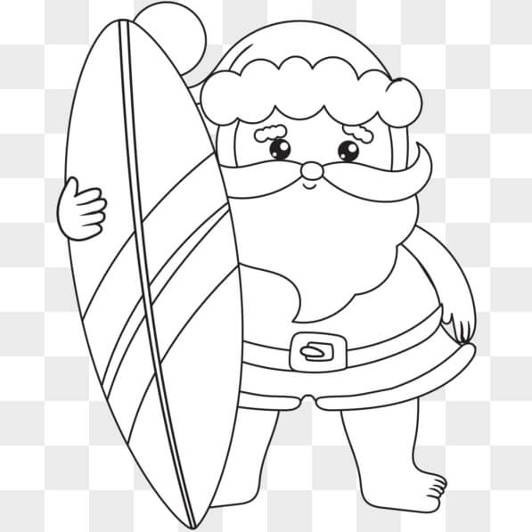 Download Santa Claus Surfing Coloring Page PNGs Online - Creative Fabrica