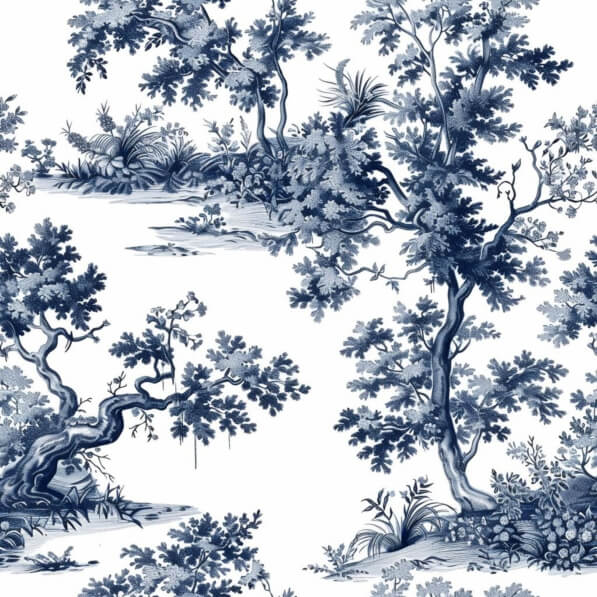 Download Blue and White Floral Pattern with Trees in Idyllic Nature ...