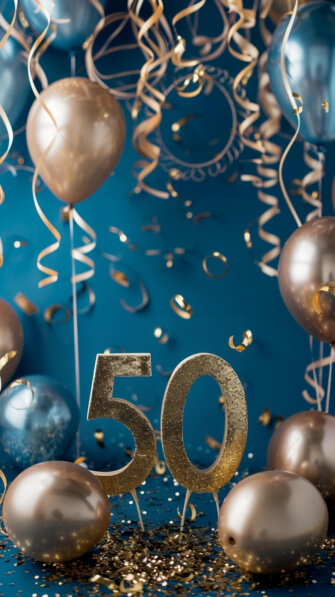 Download Festive 50th Birthday Celebration with Balloons and Confetti ...