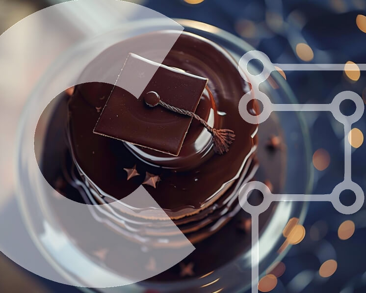 Gâteau au chocolat de célébration avec décorations de graduation photo ...