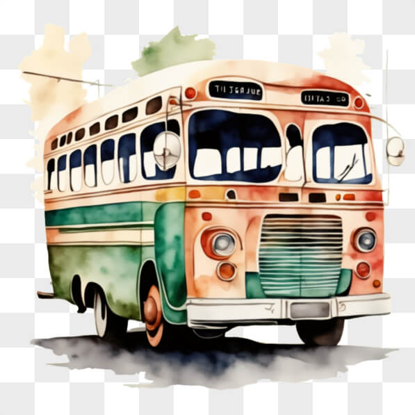 Download Watercolor Illustration of a Vintage Bus PNGs Online ...