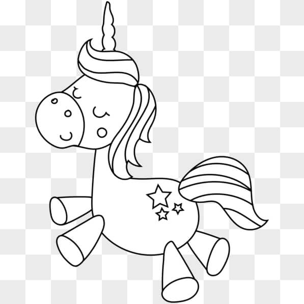 Download Cute Unicorn Coloring Page with Stars for Toddlers and ...