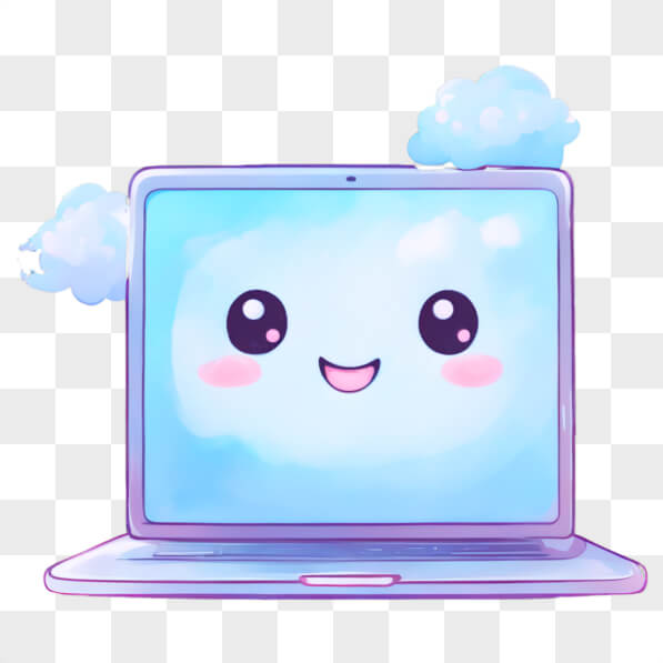 Descarga Computadora Portátil Kawaii con Cara Linda y Nubes Kawaii En ...
