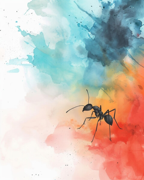 Download Colorful Watercolor Painting of Ant and Paint Splashes ...