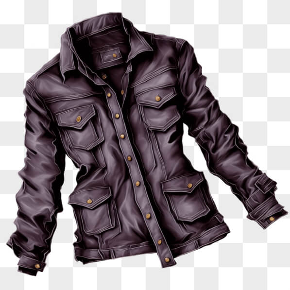 Download Black Leather Jacket with Buttons PNGs Online - Creative Fabrica
