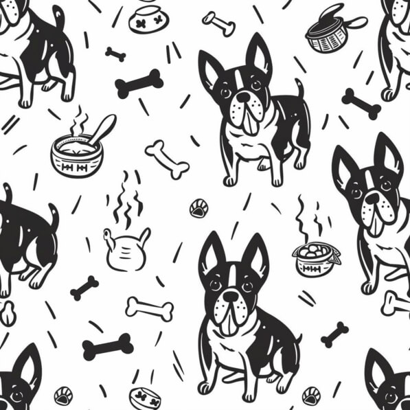 Download Black and White Seamless Pattern with Boston Terrier Dog ...